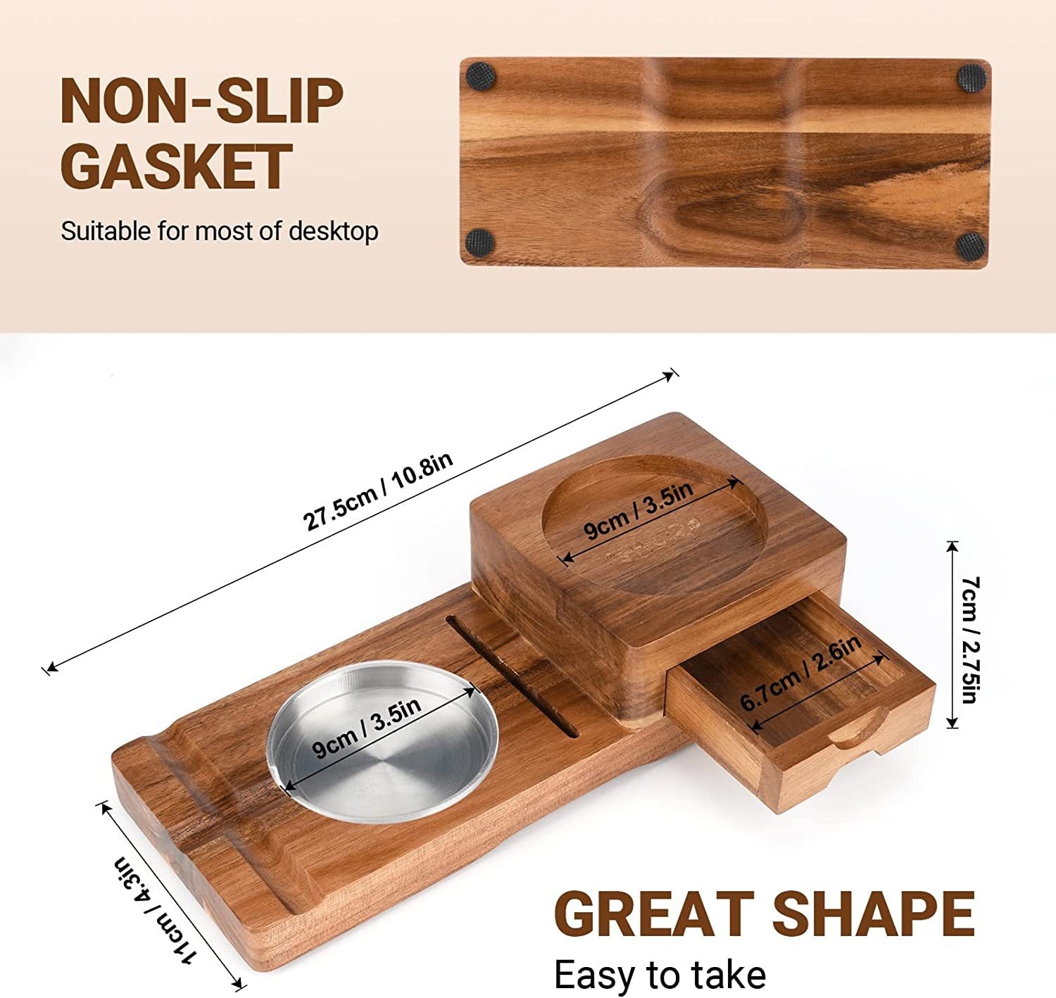 Wooden Cigar Coaster - Whiskey Glass Tray - Ashtray - Cigar Cutter & A